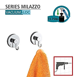 WENKO Wall Hooks with Loc-Vacuum Technology, for Hanging, Storage, for Shower, for Kitchen, No Drilling, No Holes, No Screws, Without Nails, 9.29" x 1.57" x 3.74", Chrome