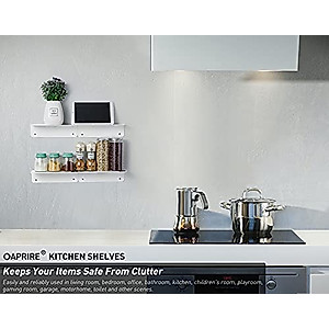 OAPRIRE Small Floating Wall Shelves Set of 4 - Easily Expand Wall Space - 9 Inch Acrylic Wall Shelf for Bedroom, Living Room, Bathroom, Office, Gaming Room with Cable Clips (4, White)