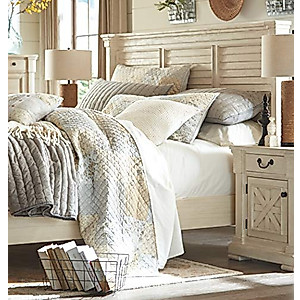 Signature Design by Ashley Bolanburg Farmhouse 1 Drawer Nightstand with Outlets & USB Charging Ports, Antique White