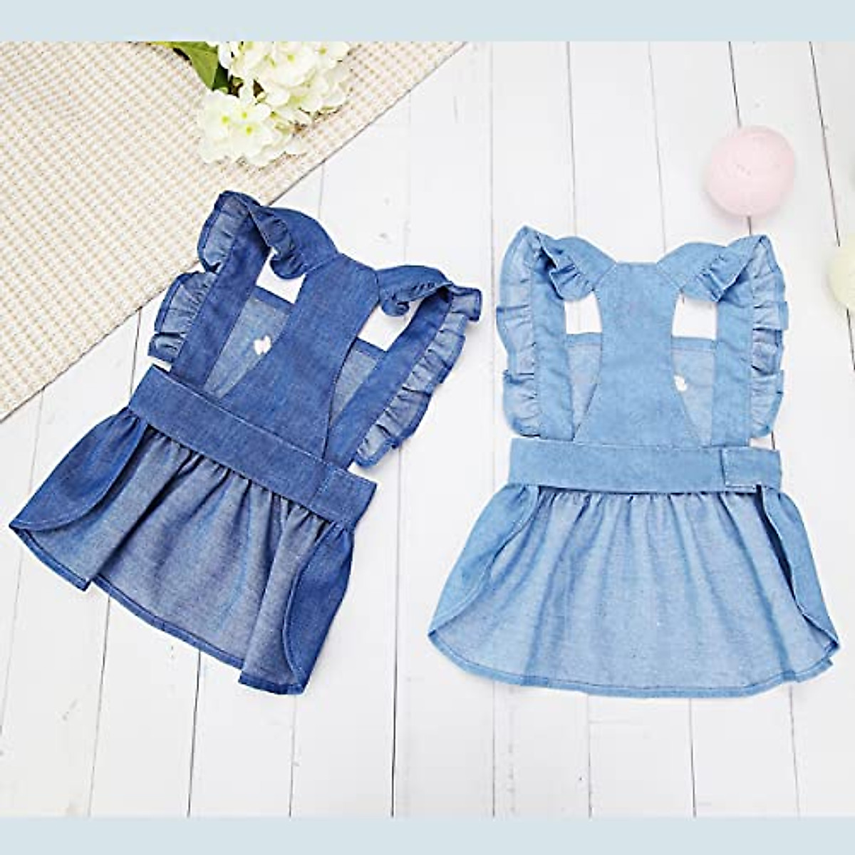 Dog Dress Puppy Luxury Skirt Dog Clothes Princess Dresses Wedding Evening Dress Tutu Skirt Denim Skirt for Small Dog Girl Light Blue XS
