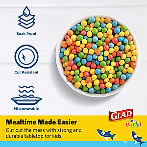 Glad for Kids Sharks 12 oz Paper Snack Bowls with Lids, Disposable Snack Cups with Lids, 12 oz, Heavy Duty Disposable Soak Proof Microwavable Paper Bowls for Soup, Ice Cream, 20 Count (Pack of 6)