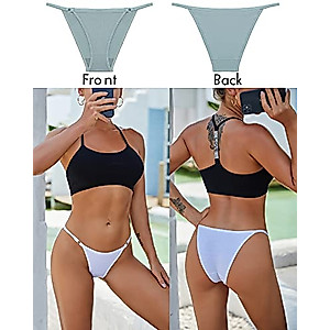 ROSYCORAL 6 Pack String Underwear for Women Cheeky High Cut Hipster Stretch Comfortable Low Rise Cotton Bikini Panties S-XL (S)