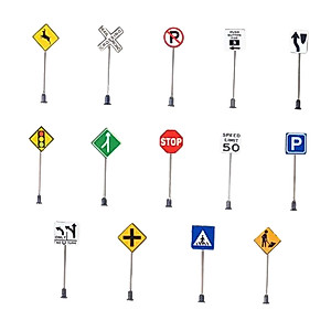 Milageto Pack of 14 1/87 HO Scale Signs Road Scene Decoration Accessory