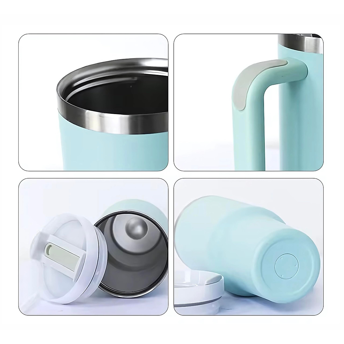 40 oz Tumbler with Handle and Straw, Vacuum Insulated Stainless Steel Travel Mug, Leak-Proof Iced Coffee Cup, Keeps Drinks Cold or Hot, Cupholder Friendly, Suitable for Gift (Charcoal)