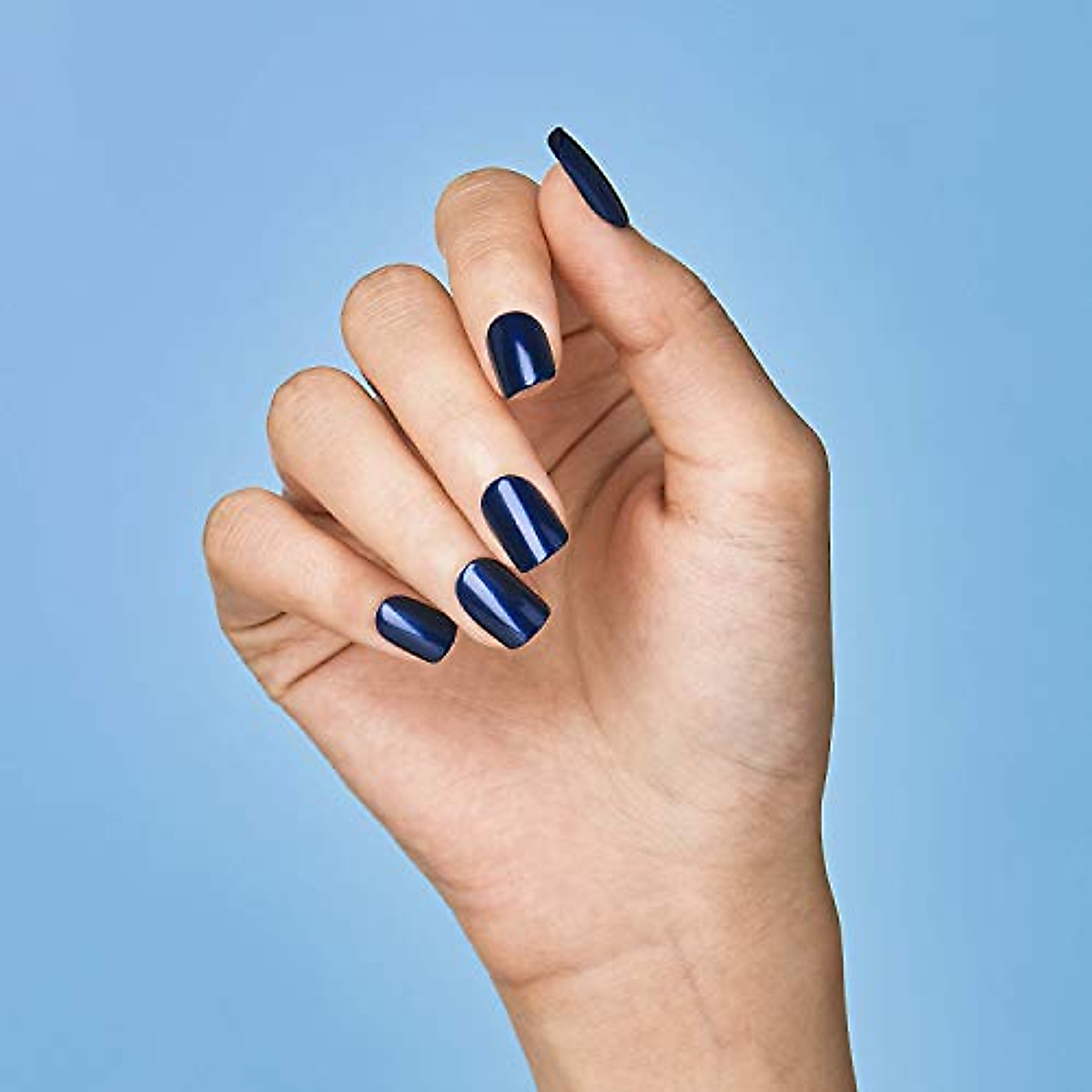 KISS imPRESS Color Press-On Nails, Nail Kit, PureFit Technology, Short Length, “Never Too Navy”, Polish-Free Solid Color Manicure, Includes Prep Pad, Mini Nail File, Cuticle Stick, and 30 Fake Nails