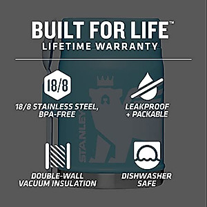 Stanley Heritage Insulated Food Jar for Kids (8 and Above) with Spork, 14oz Stainless Steel Kids’ Lunch Box, Dishwasher Safe and BPA-Free