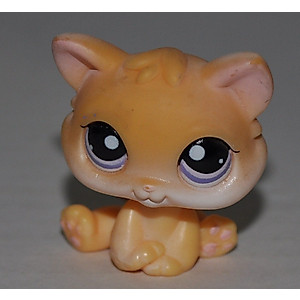 Kitten #114 (Orange, Purple Eyes) - Littlest Pet Shop (Retired) Collector Toy - LPS Collectible Replacement Single Figure - Loose (OOP Out of Package & Print)
