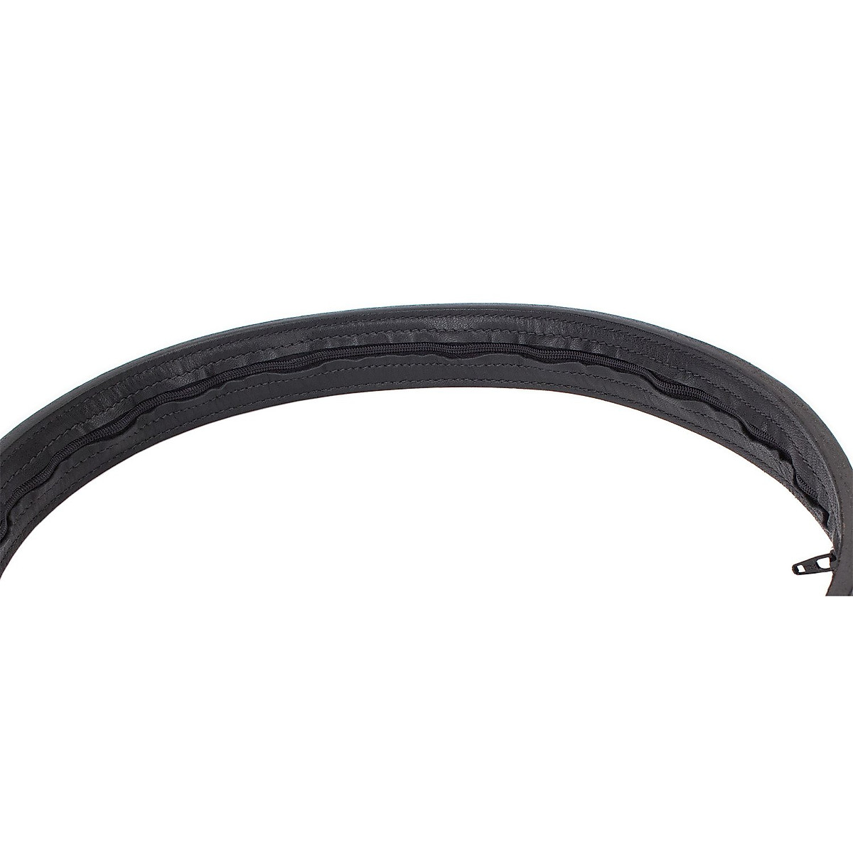 Hidden Money Pocket Travel Leather Belt (Size 38, Black)