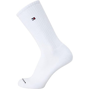 Tommy Hilfiger Men's Athletic Socks - Cushioned Crew Socks (5 Pack), Size 7-12, Pure White