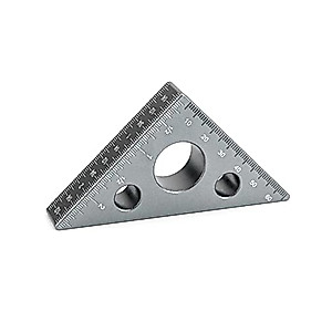 QWORK Aluminum Alloy 45 Degree Angle Ruler, Woodworking Carpenter Imperial Metric Square Triangle Ruler Angle Measurement Workshop Measurement Tool