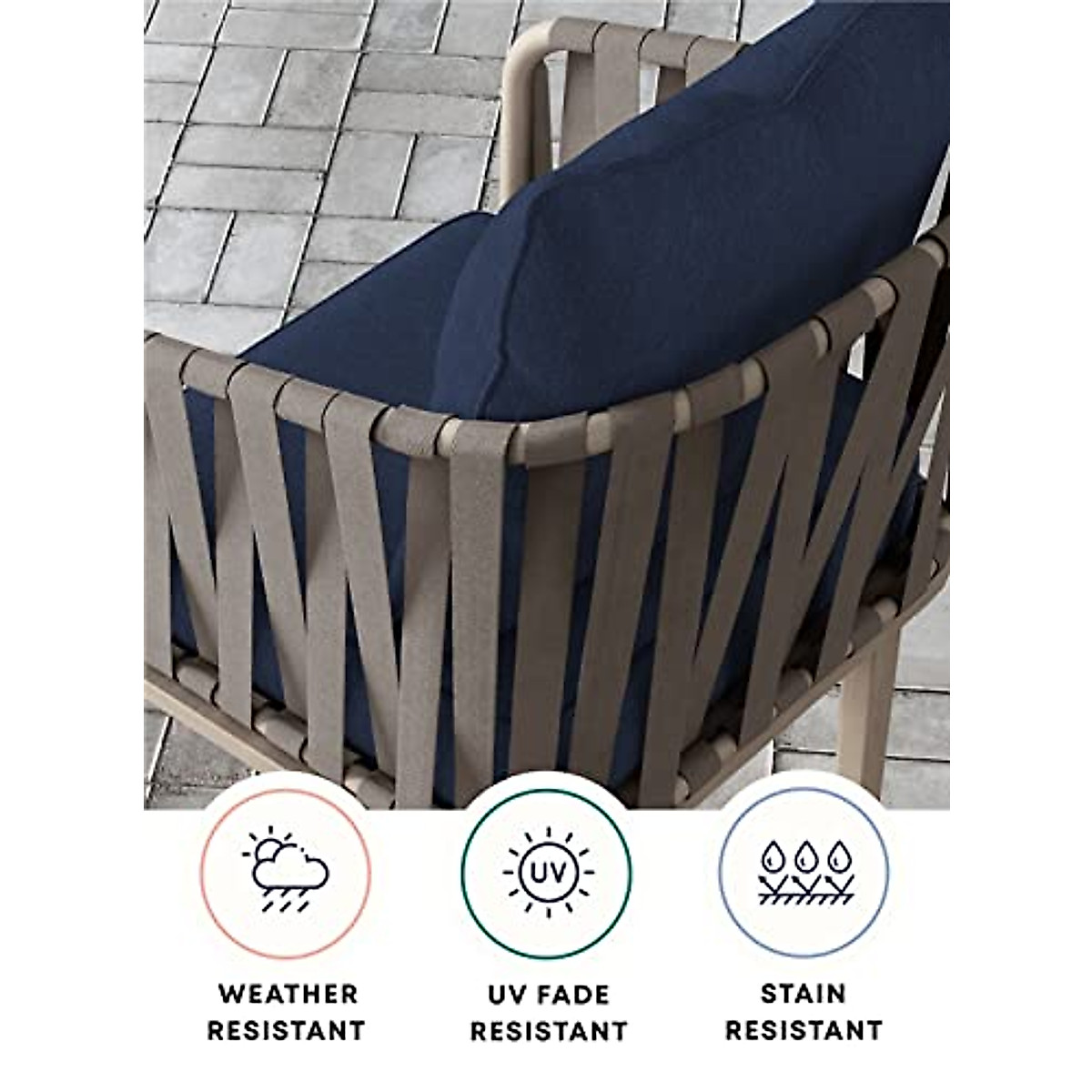 Honeycomb Outdoor Stripe Poolside Deep Seating Patio Cushion Set: Resilient Foam Filling, Weather Resistant and Stylish Set, Seat: 24" W x 23" D x 6.5” T; Back: 27" W x 24” L