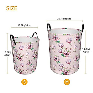 Laundry Basket Magnolia Flower Hampers for Laundry with Handles