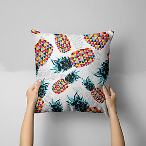 iiRov Summer Design Ink-Fuzed Decorative Throw Pillow - Retro Summer Pineapple v3