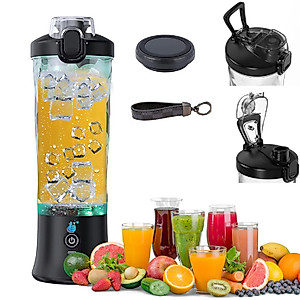 Best 4Vi Portable Blender, Rechargeable Mini Blender For Shakes And Smoothies 20 Oz Mini Blender Cup with Travel and USB Rechargeable for Office, Gym, Kitchen BLACK