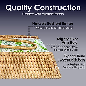 Rattan Napkin Holder, Handcrafted Flat Napkin Holder Basket, Napkin Holder For Kitchen Tables, Indoor And Outdoor, Picnic, Restaurants, Cafe, Home Decor, Napkin Size 7x7in (Elite Pattern)