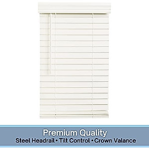 LOTUS & WINDOWARE Cordless 2" Faux Wood Blind 31" Wide x 72" Long, Soft White, Smooth (FCX3172WH) - 31 x 72,Soft White