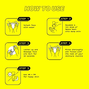 Starface Space Wash Foaming Facial Cleanser, Made with Willow Bark Extract, No Parabens, No Phthalates, No Sulfates, Gentle on All Skin Types, 4.2oz