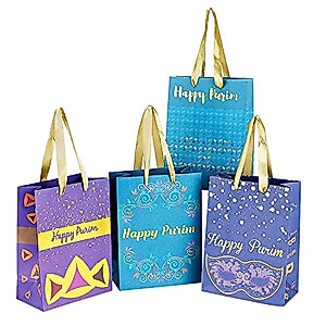 Set of 4 Purim Kraft Gift Bags