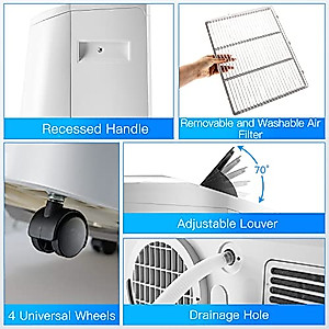 COSTWAY 12000BTU Portable Air Conditioner, 4-in-1 Oscillation Air Cooler with Cooling/Dehumidifier/Heater/Fan , 3 Speeds Fan for 450 sq.ft, Remote Control, WiFi Smart Control, 4 Universal Casters & Window Kit Included (12000BTU)