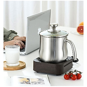 KLLKR 1.8 Quart Stainless Steel Milk Pot with Pour Spout, Saucepan with Lid, No Coating, Reinforced Stainless-Steel Handle for Boiling Milk, Sauce, Gravies