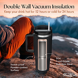 You Are The Best Thing I Ever Found on The Internet Engraved Insulated Stainless Steel Tumbler with Handle, Lid, and Straw 40 oz. Valentine's Day Gift(Black)