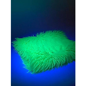 UV Reactive Solid Shaggy Faux Fur Fabric Sold by The Yard DIY Coats Costumes Scarfs Accessories Fashion (Neon Green)