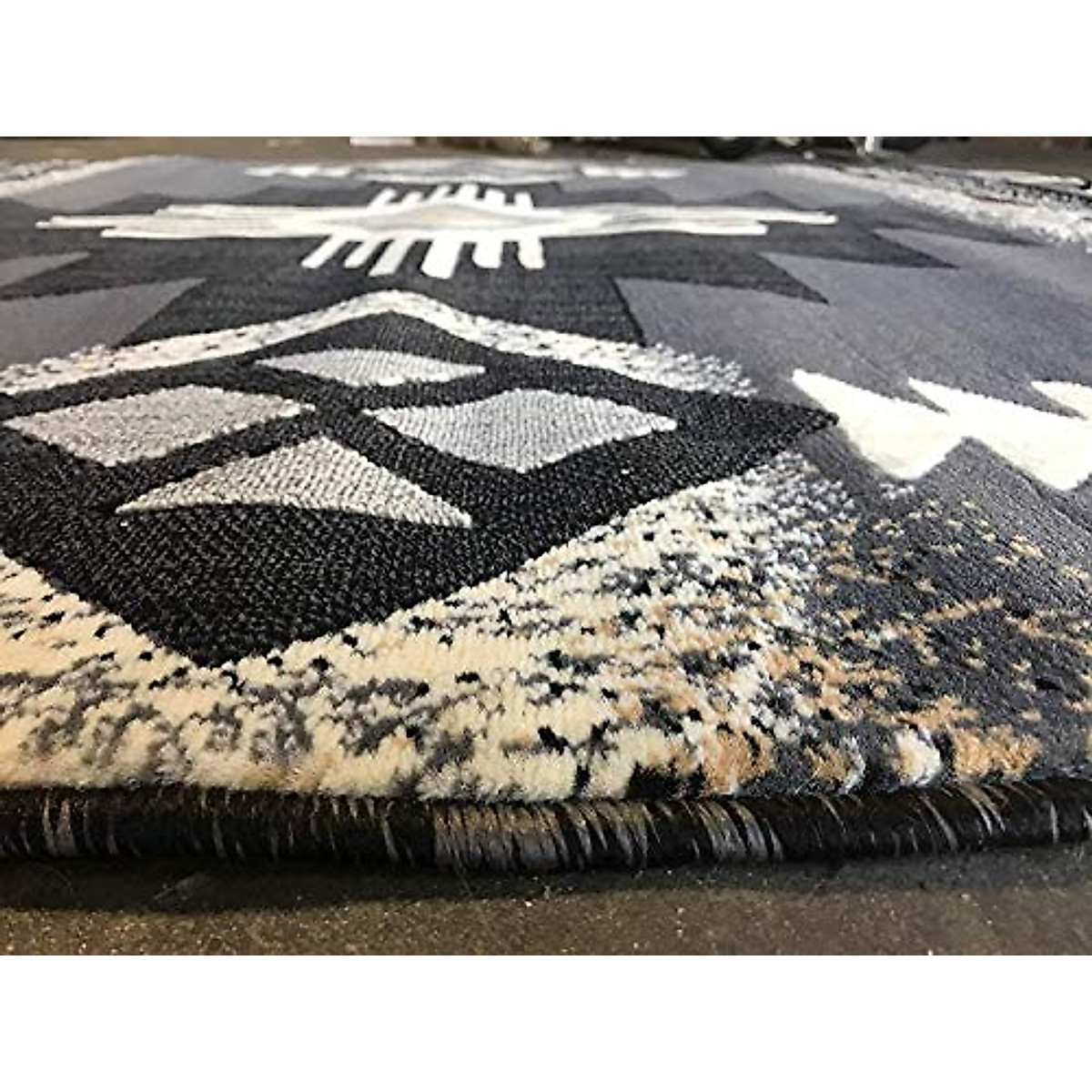 Champion Rugs Southwestern Navajo Aztec Native American Geometric Area Rug Gray (5 Feet X 7 Feet Oval)