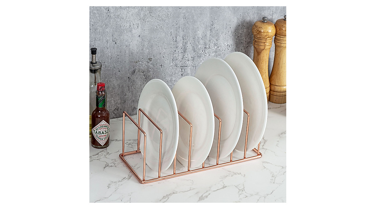 MyGift Copper Kitchen Dish Rack – Space-Saving Organizer for Flatware