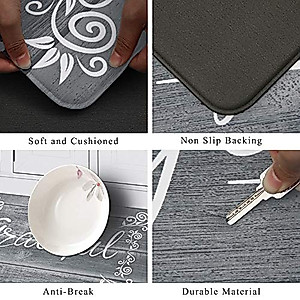 HEBE Anti Fatigue Kitchen Rug Sets 2 Pieces Non Slip Cushioned Kitchen Mats for Floor Waterproof Farmhouse Kitchen Rugs and Mats Set Comfort Standing Desk Mats for Office,Laundry Room