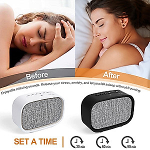 White Noise Sleeping Machine /Professional Alpha Brainwave Musics for Baby &Pregnant Woman&Adults, with Warm Color Night Light ,10 Professional Sounds & Auto-Off Timer. (White, Small), White,black
