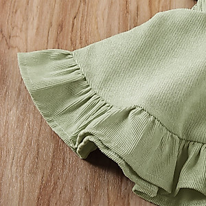 Piacakece Baby Girls Corduroy Suspender Skirt Toddler Girl Ruffled Sleeveless Strap Overalls Skirt Tutu Dress Clothes (A-Green, 6-12 Months)