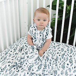 Bebe au Lait Premium Muslin Bedtime Sleeper, 12 - 24 Months - Blue Leaves