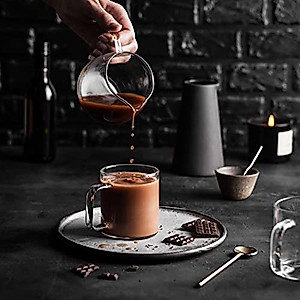 Set of 6 Ultra Durable Sleek Glass Coffee Mugs with Handle, Clear Borosilicate Glass Teacups, Coffee Cups for Cappuccino, Latte, Tea, Espresso, Hot Beverage, Dishwasher & Microwave Safe