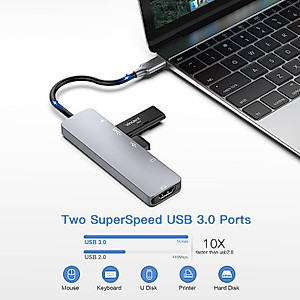 UUETKNN USB C HUB 6 in 1 USB C Laptop Docking Station Dual with 4K HDMI 2 USB 3.0 SDMicro SD Card Reader 87W PD Charging and USB C to A Adapter Compatible grey 6.69 x 3.54 x 0.79 inches