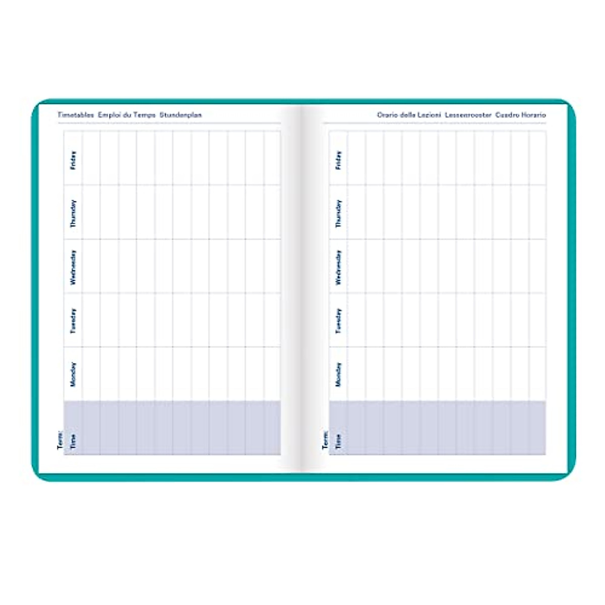 Letts of London Dazzle Academic Weekly Planner, August 2023 to July 2024, Week-to-View, Sewn Binding, Multilingual, A5 Size, 8.25" x 5.875", Turquoise (C030613-24)