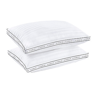 Glaciman Gusseted Bed Pillows King Size Set of 2, Hotel Quality Pillows 2 Pack for Side and Back Sleepers, Breathable Cover and Soft Down Alternative Filling, Grey Piping, 20X36 inches