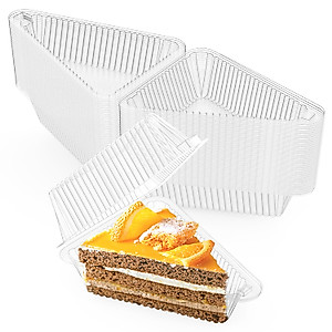 100 Pieces Cake Slice Plastic Containers, 5 Inches Hinged Lid Cheese cake Container, for Home, Bakery and Cafe