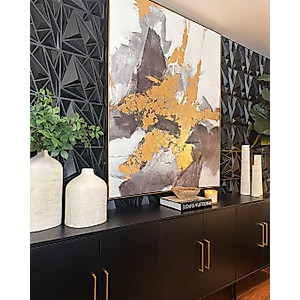 STICKGOO 33 Pack 3D Wall Panels for Interior Wall Decor, Black Diamond Design Accent Wall Decor, 12''x12'' Modern Wall Panels for Gaming Room Bedroom TV Background