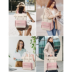 Janiful Convertible Backpack Tote,Work backpack for Women,Teacher Nurse Tote Backpack with USB Charging Port,Anti Theft for Travel Airline,Wide Top Open Bookbag fits 15.6 Inch Laptop