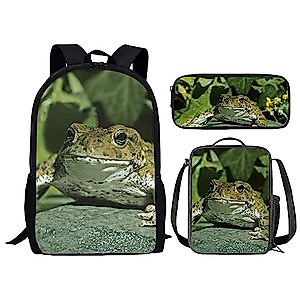Parprinty Girls Boys School Backpack with Lunch Box Pencil Case Comfy Padded Lightweight Toad Backpack Set Kids Cute Bookbag Insulated Lunch Bag Student Large Capacity Daypack 17 Inch