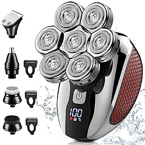 Head Shaver for Bald Men 7D, Bald Head Shavers for Men Wet&Dry,CHLANT 5-in-1 Electric Head Shaver for Men Head Razor Cordless Rechargeable Waterproof, Electric Razor for Men Rotary Shaver Grooming Kit