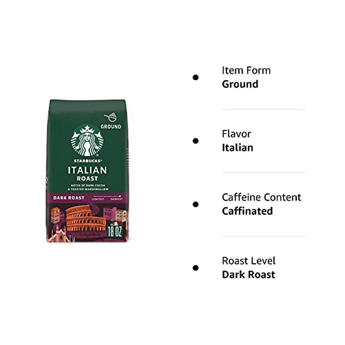 Starbucks Ground Coffee—Dark Roast Coffee—Italian Roast—100% Arabica—1 bag (18 oz)