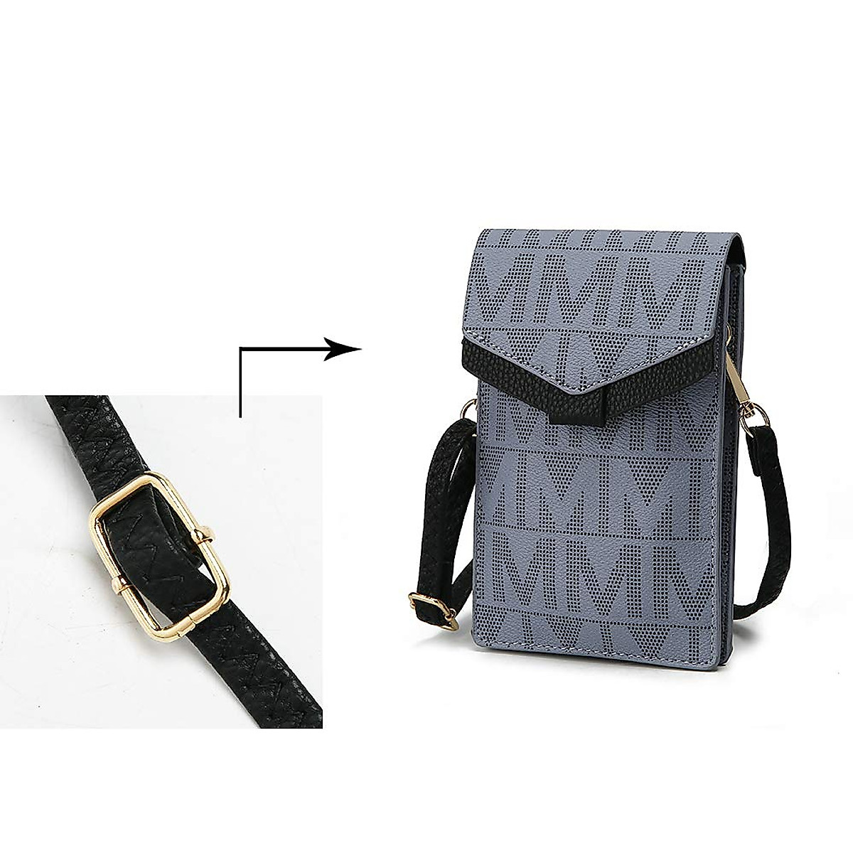 MKF Small Crossbody Cell Phone Purse Wallet for Women – PU Leather Cellphone Bag – Case with Shoulder Strap Beige