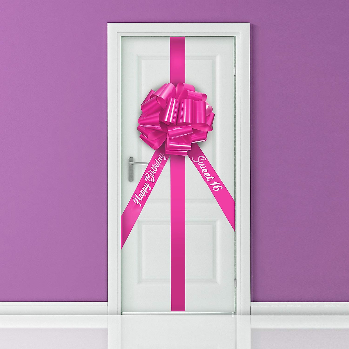 Happy Birthday Car Bow Sweet 16 Big Car Pull Bow Giant Car Gift Wrapping Bow with 20 Feet Car Ribbon for Birthday Party Car Decorations (Rose Red, 20 Inch)