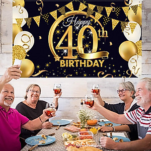 Patelai 40th Birthday Gift for Men Women Stemless Wine Glass, 17 oz Gold Cheers to 40 Years Birthday Wine Glass Present 40th Anniversary or Birthday Wedding Home Party Decor Office Supplies