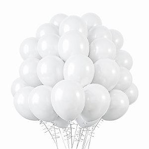 RUBFAC White Balloons, 110pcs 12 Inch Party Latex Balloons, Thicker White Balloons for Birthday Wedding Baby Shower Graduation Anniversary Party Decorations