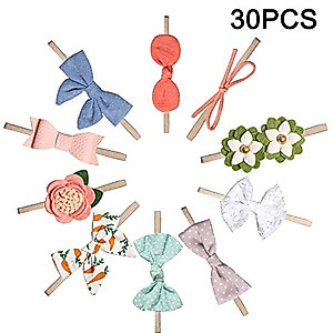 MEISO 30 Pcs Baby Girl Headbands and Baby Bows Newborn Infant Toddler Baby Headbands Hair Accessories Baby Gifts