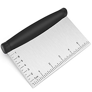 Bench Scraper, UUBAAR 1 PCS Dough Scraper Tool Kitchen Scraper, Multi-Purpose Stainless Steel Food Scraper Chopper, 6-Inch Bench Knife for Baking Cooking, Dough Cutter with Contoured Grip