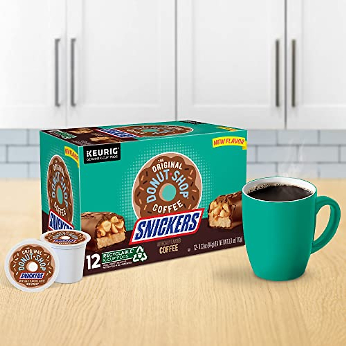 The Original Donut Shop Snickers, Keurig Single Serve K-Cup Pods, Flavored Coffee, 12 Count (Pack of 6)