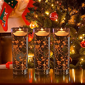 Nuanchu 50 Pieces Artificial Pearl String for Floating Candles 6 Inch Pearl String Vase Fillers Floating Candles Centerpiece for Valentine's Day Wedding Dinning Table Party (Rose Gold)